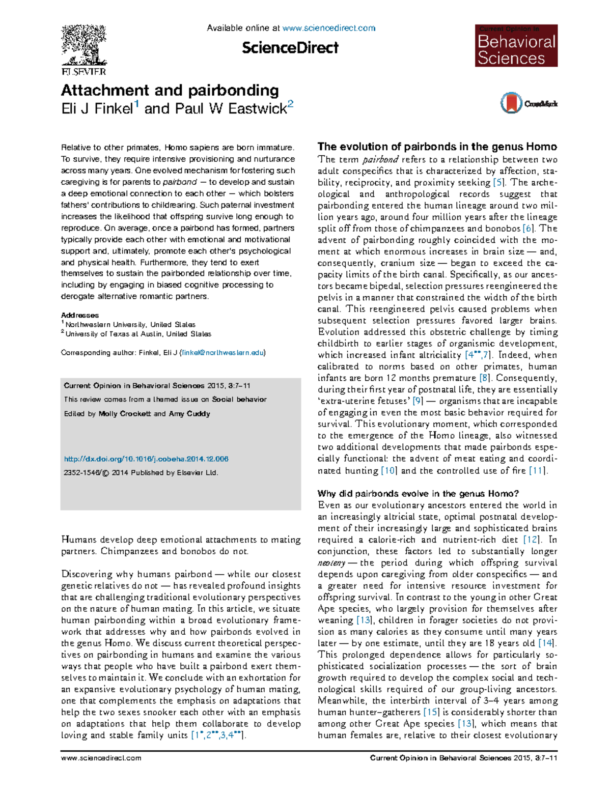 Finkel and Eastwick - 2015 - Attachment and pairbonding - Attachment and pairbonding Eli J ...