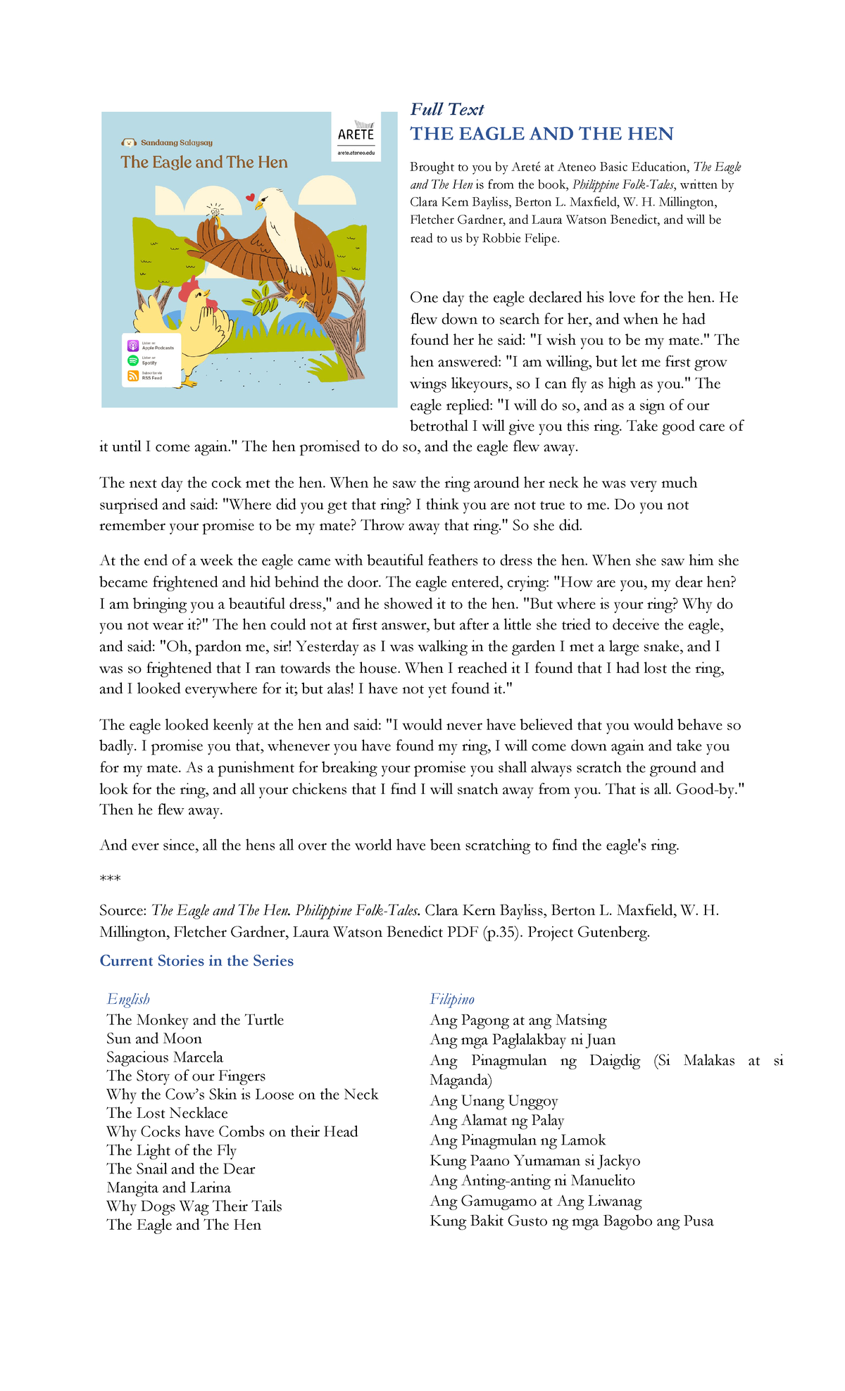 The Eagle and the Hen - Reading materials - Full Text THE EAGLE AND THE HEN Brought to you by ...