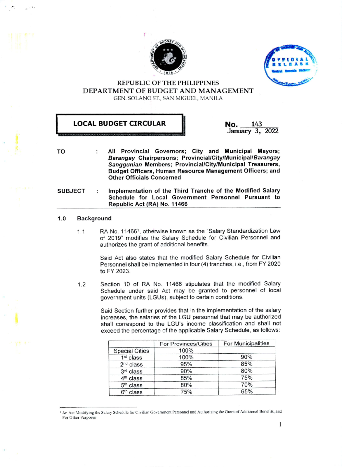 Local Budget Circular NO 143 - REPUBLIC OF THE PHILIPPINES DEPARTMENT ...