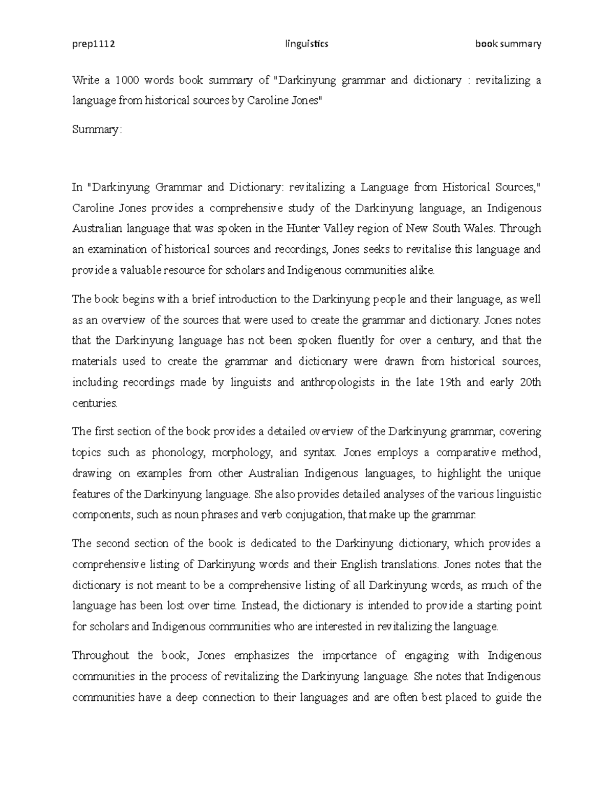 Book summary of Darkinyung grammar and dictionary revitalising a ...