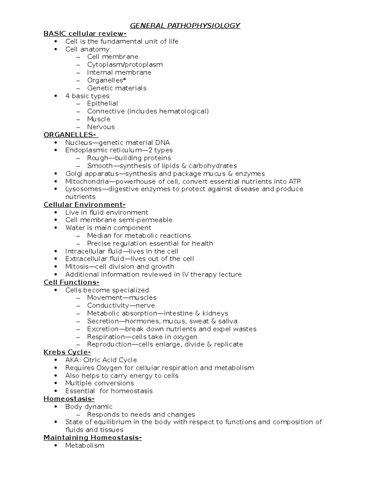 General Pathophysiology - GENERAL PATHOPHYSIOLOGY BASIC cellular Cell ...