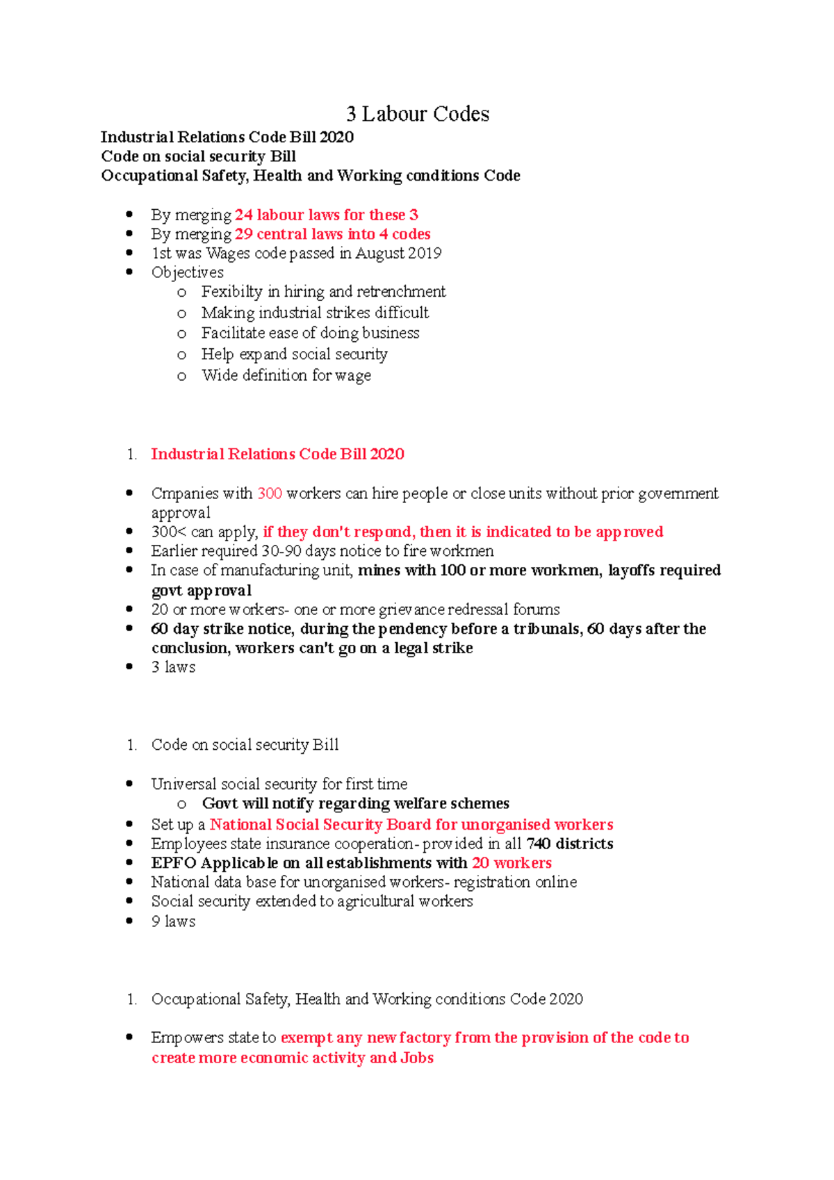 3 Labour Codes - a brief description - 3 Labour Codes Industrial ...