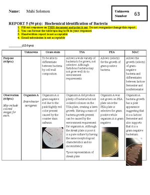 Lab 5 Lab Report- (Microbiology) - Lab #5: Aseptic Technique and ...