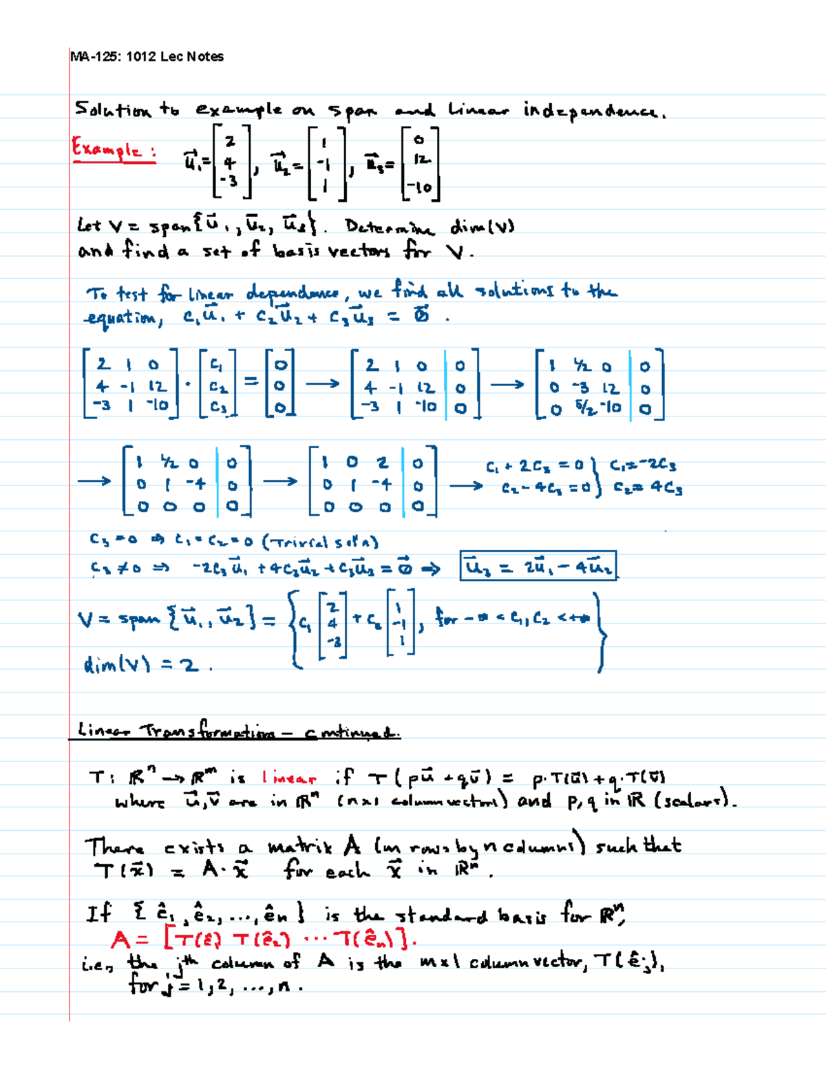 MA-125-1012 Lec Notes v1 - MA 125 - MA-125: 1012 Lec Notes - Studocu