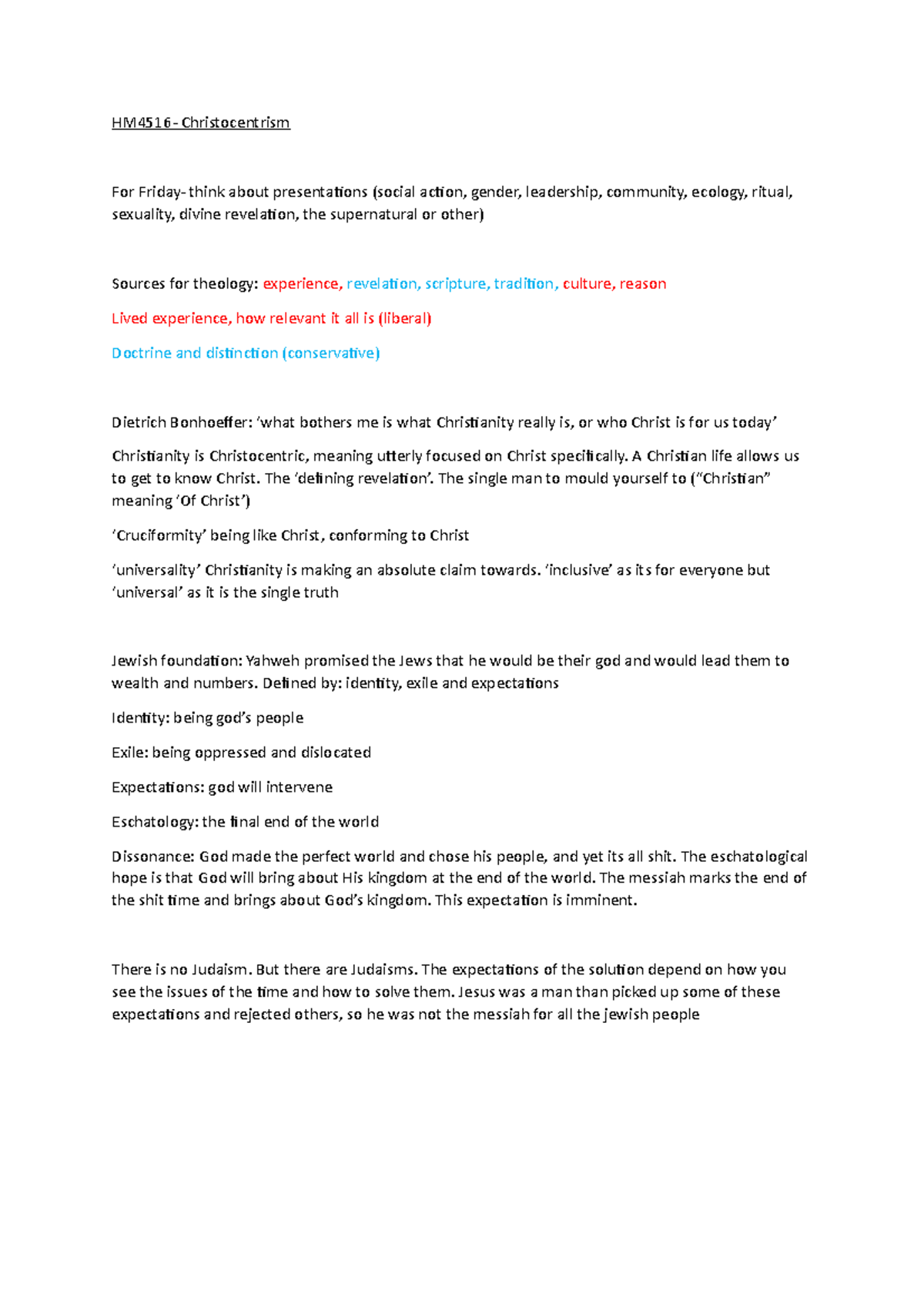 23-01-19 Christianity Intro - HM4516- Christocentrism For Friday- think ...