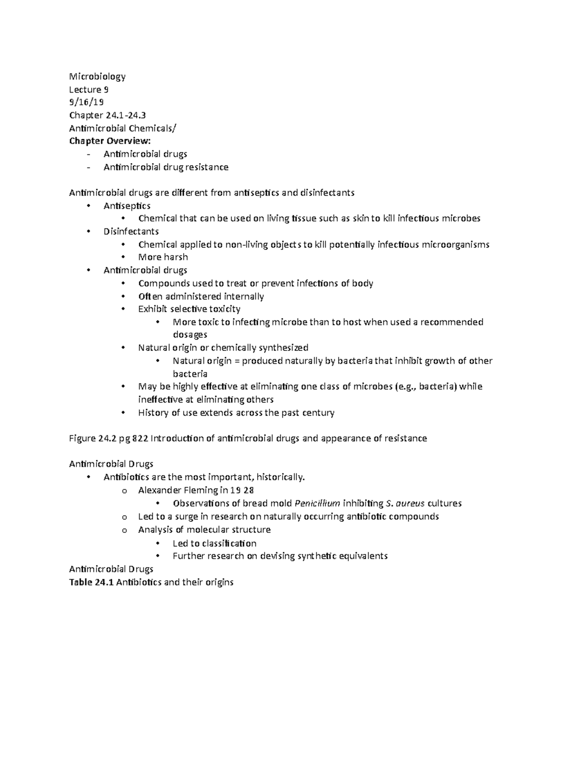 Unit 2- Antimicrobial Chemicals - Microbiology Lecture 9 9/16/ Chapter ...