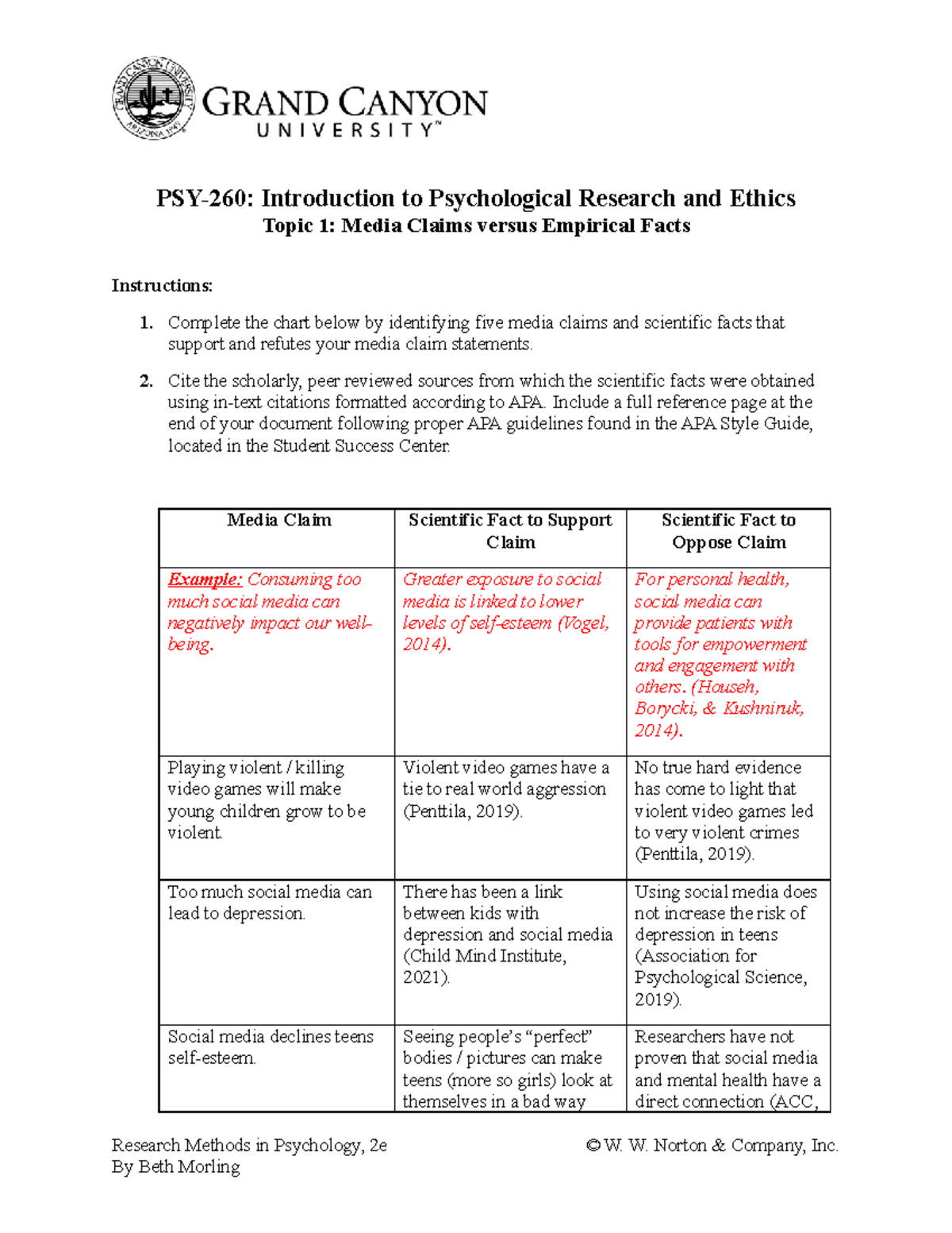 N. Phipps - Media Claims - PSY-260: Introduction to Psychological Research and Ethics Topic 1 ...