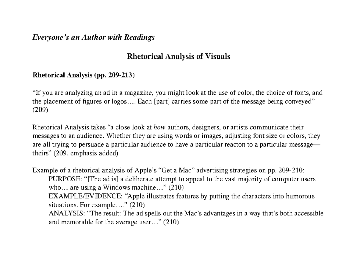 Ea ARhetorical Analysisof Visuals - Everyone’s an Author with Readings ...