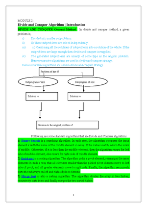 Module 1 - Introduction to algorithm and algorithm design techniques ...