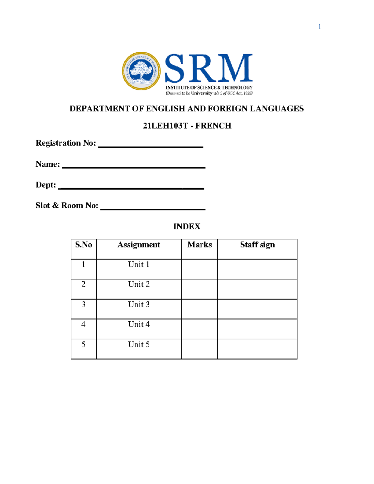 21LEH103T - French Text Book Unit 1 - 5 - French–Ii - Studocu