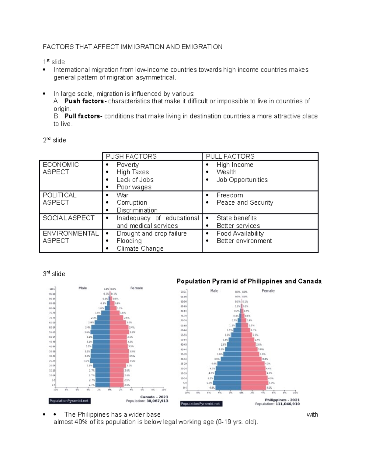 Contemporary World Contemporary World - FACTORS THAT AFFECT IMMIGRATION ...