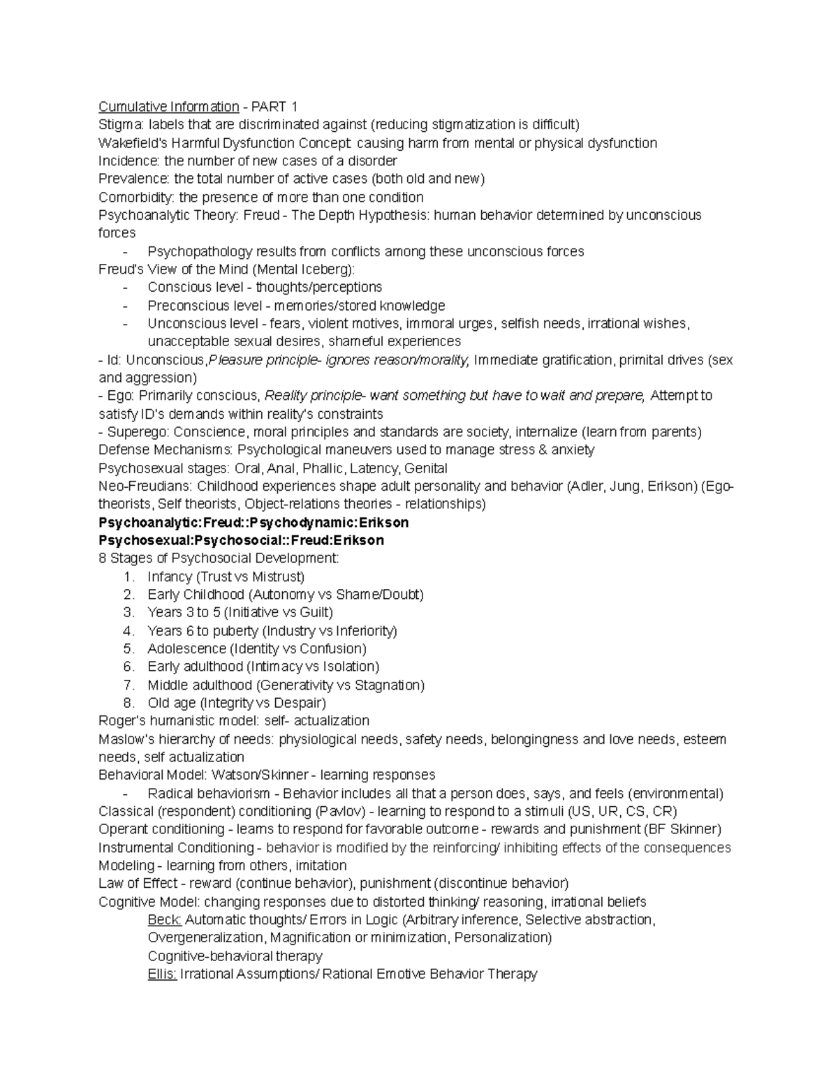 Part 1 Part 2 Final - Cumulative Information - PART 1 Stigma: labels ...