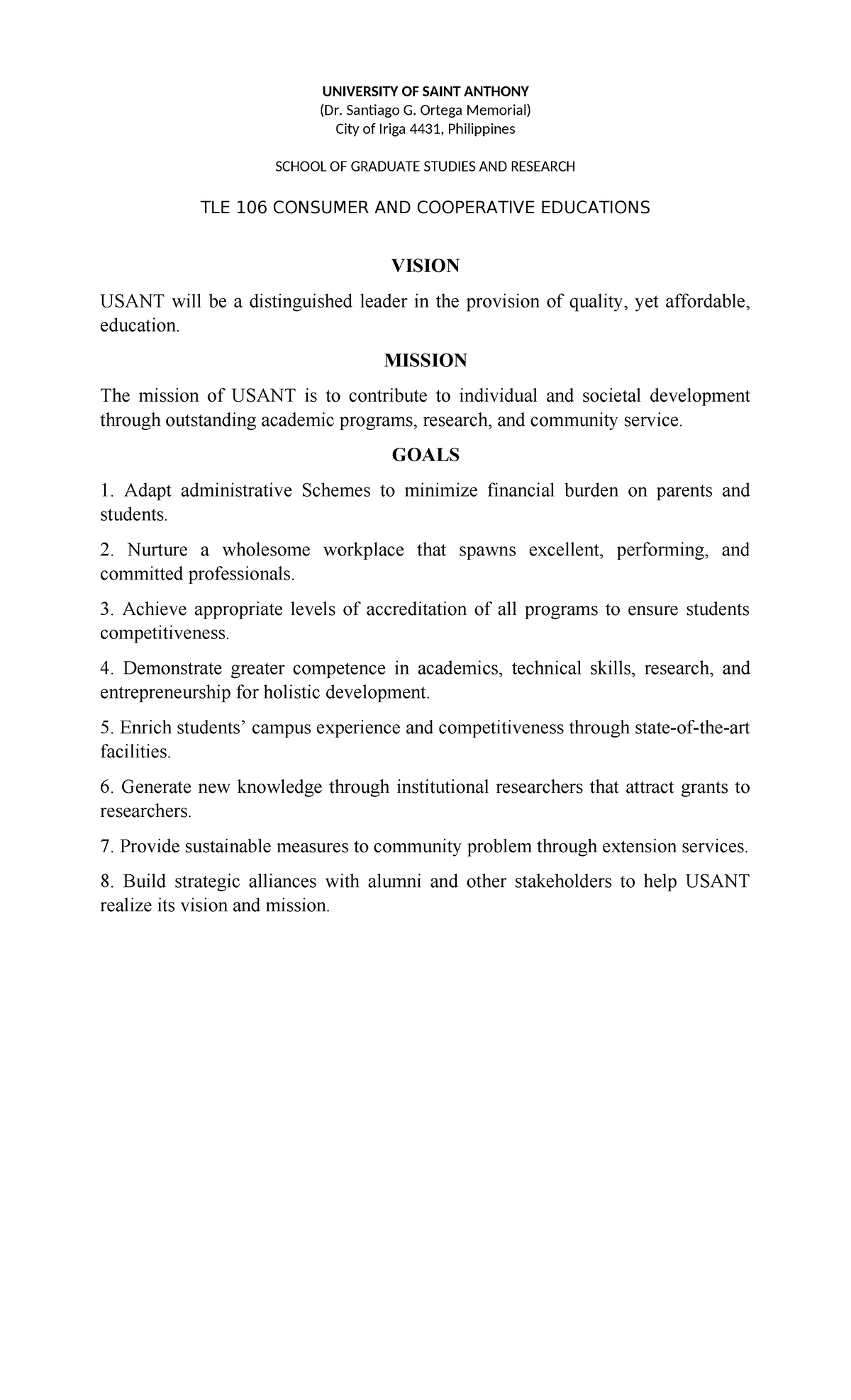 Usant VMG - for research purposes - UNIVERSITY OF SAINT ANTHONY (Dr ...