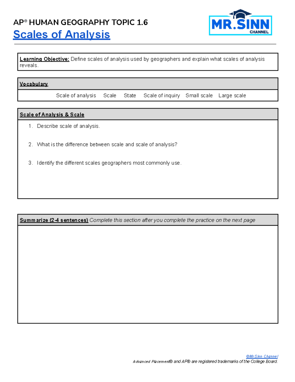 Copy of Unit 1 Topic 6 (Scales of Analysis) - Google Docs - AP © HUMAN ...