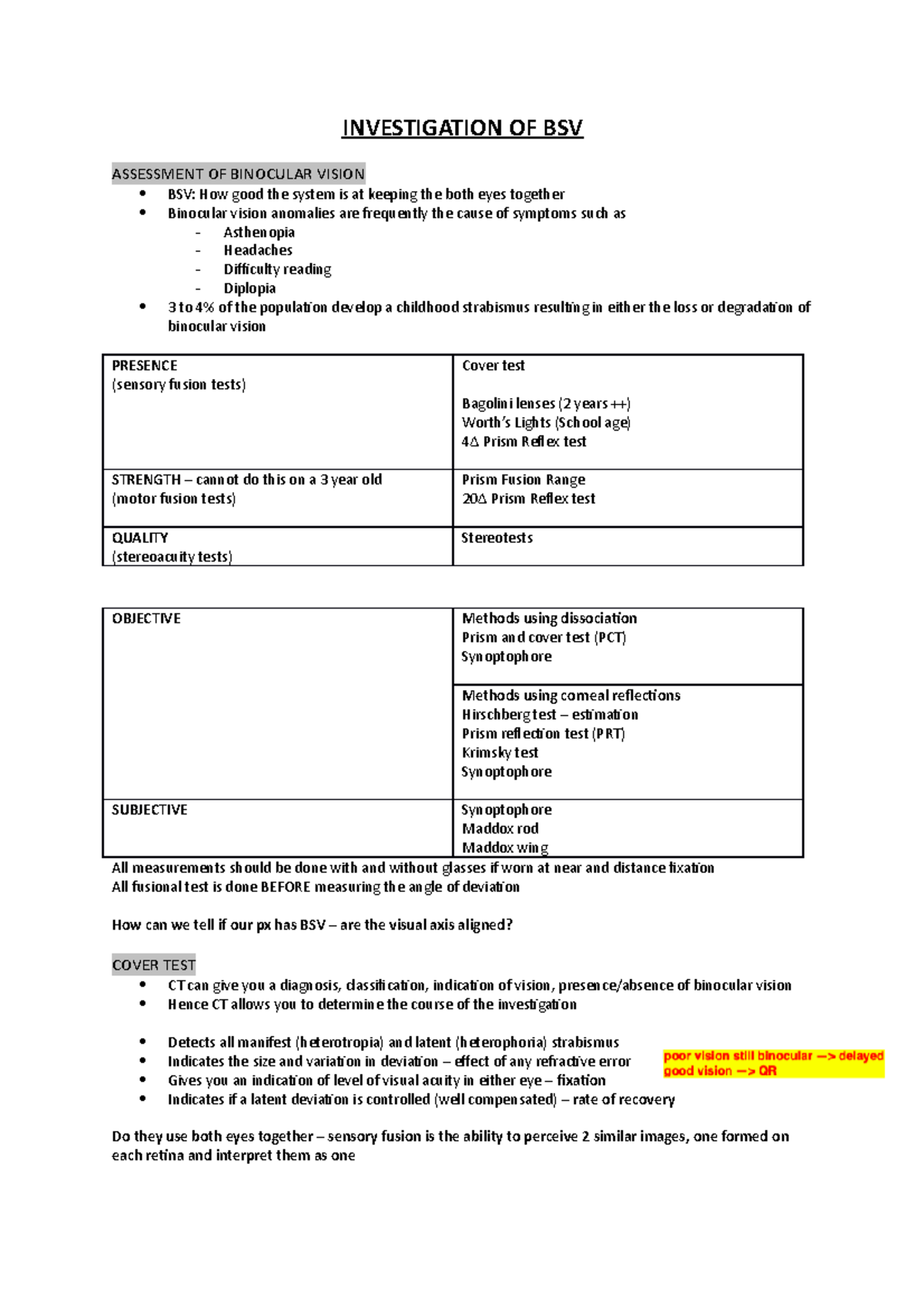5 - Investigation of BSV - INVESTIGATION OF BSV ASSESSMENT OF BINOCULAR ...