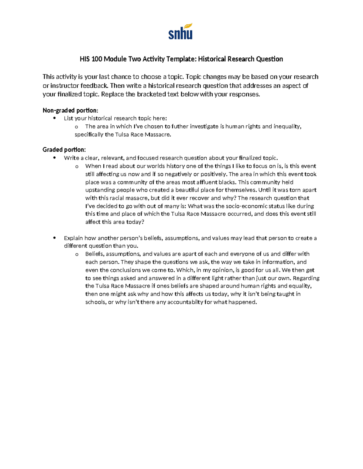 History 101 2-1 activity - HIS 100 Module Two Activity Template ...