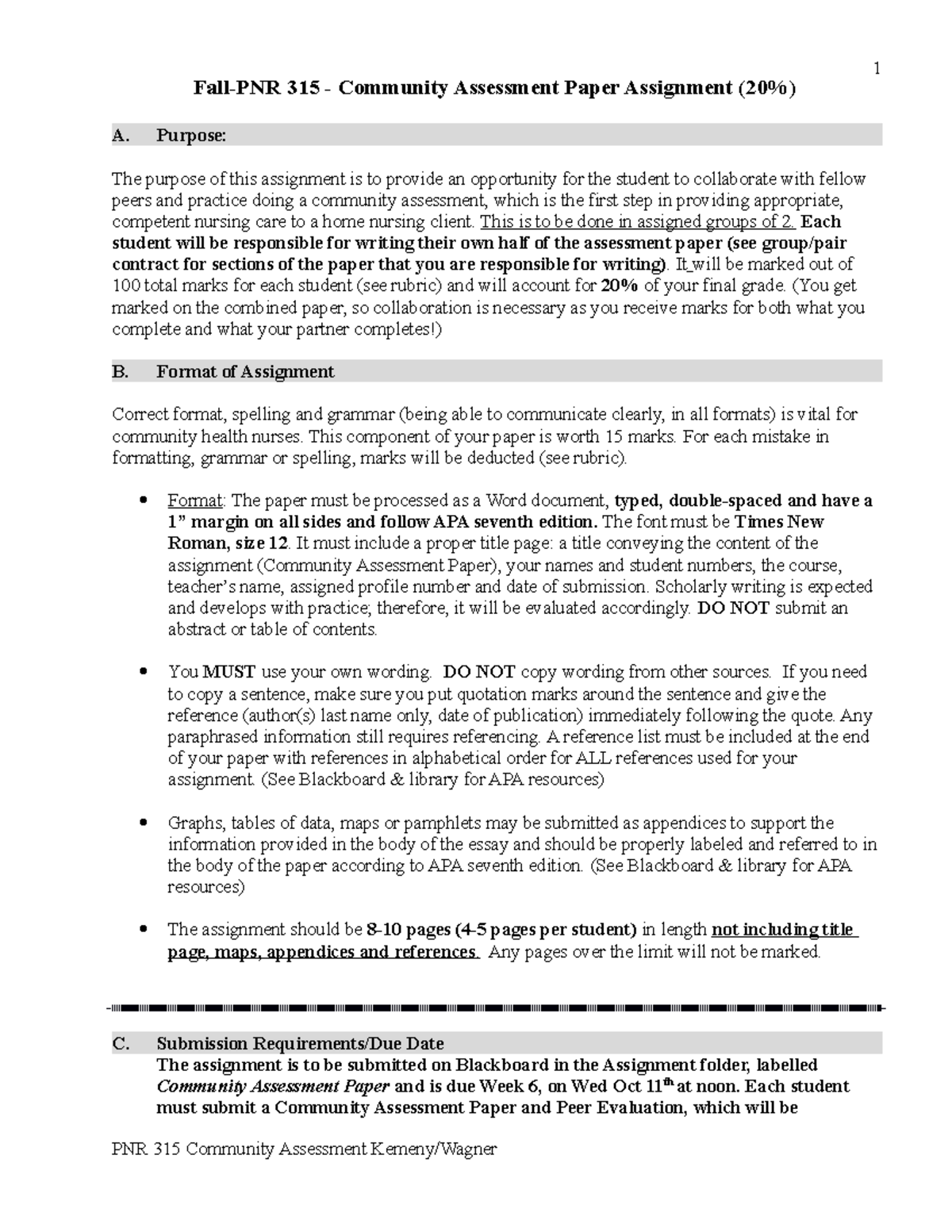 Final Fall Community Assessment Assignment (1) - Fall-PNR 315 ...