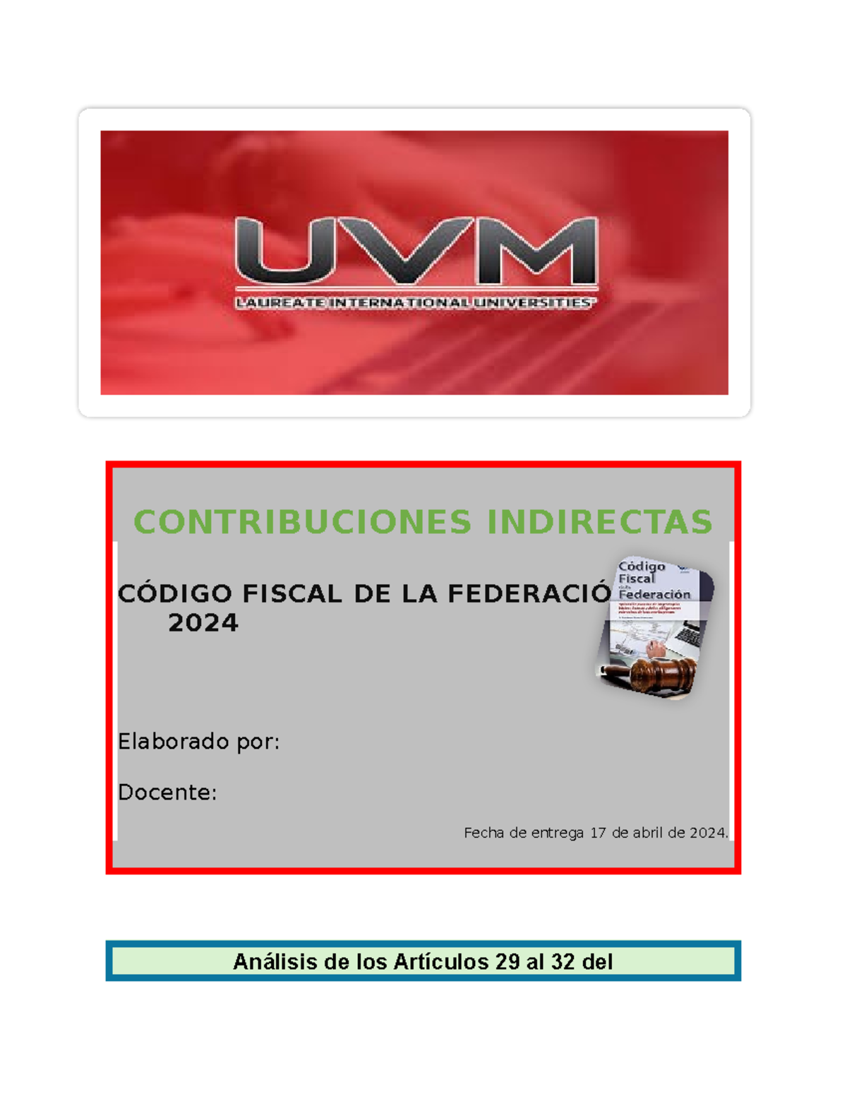CFF 2024 Reseña - CONTRIBUCIONES INDIRECTAS CÓDIGO FISCAL DE LA ...