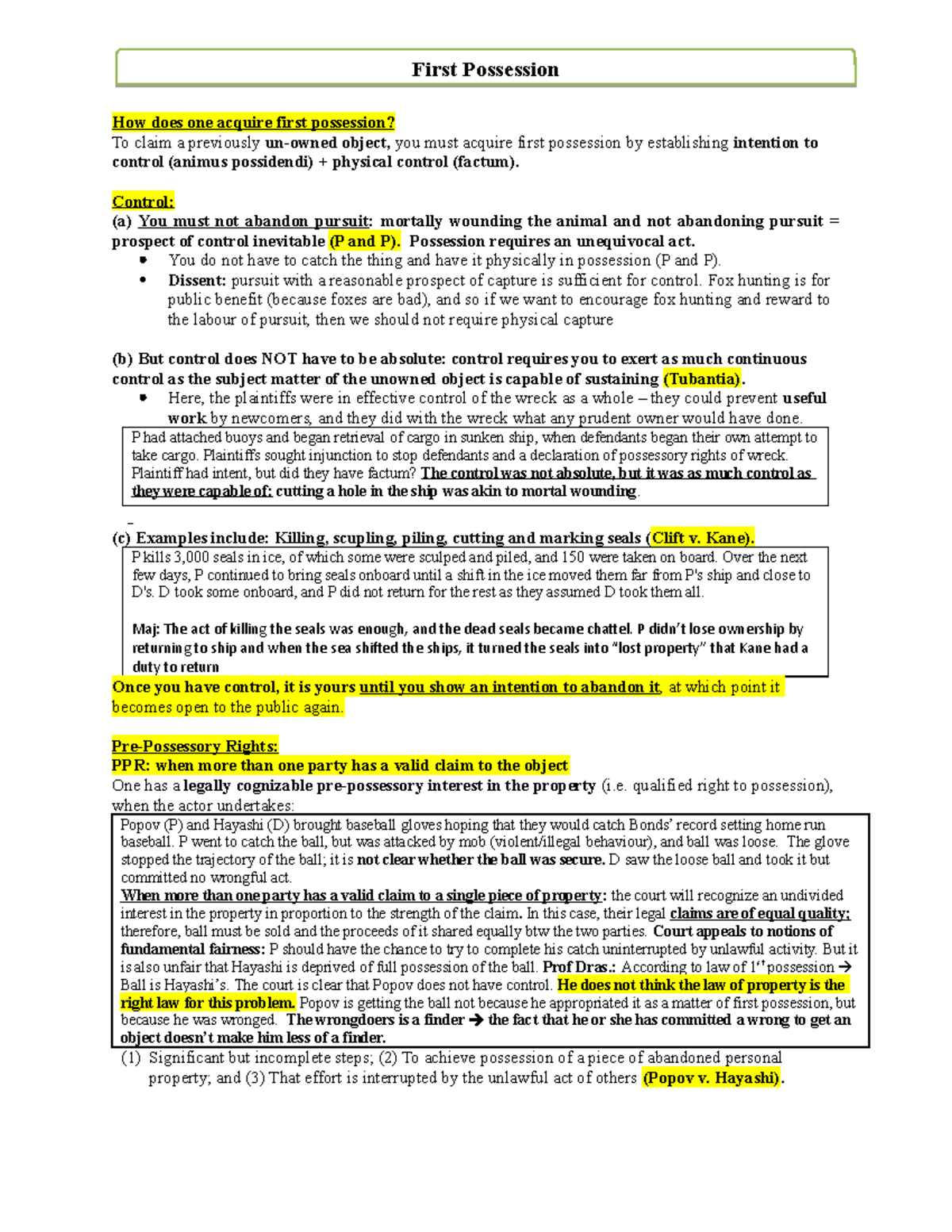 Property, Prof. Drass, 2013 , Map - Shekib - How does one acquire first ...