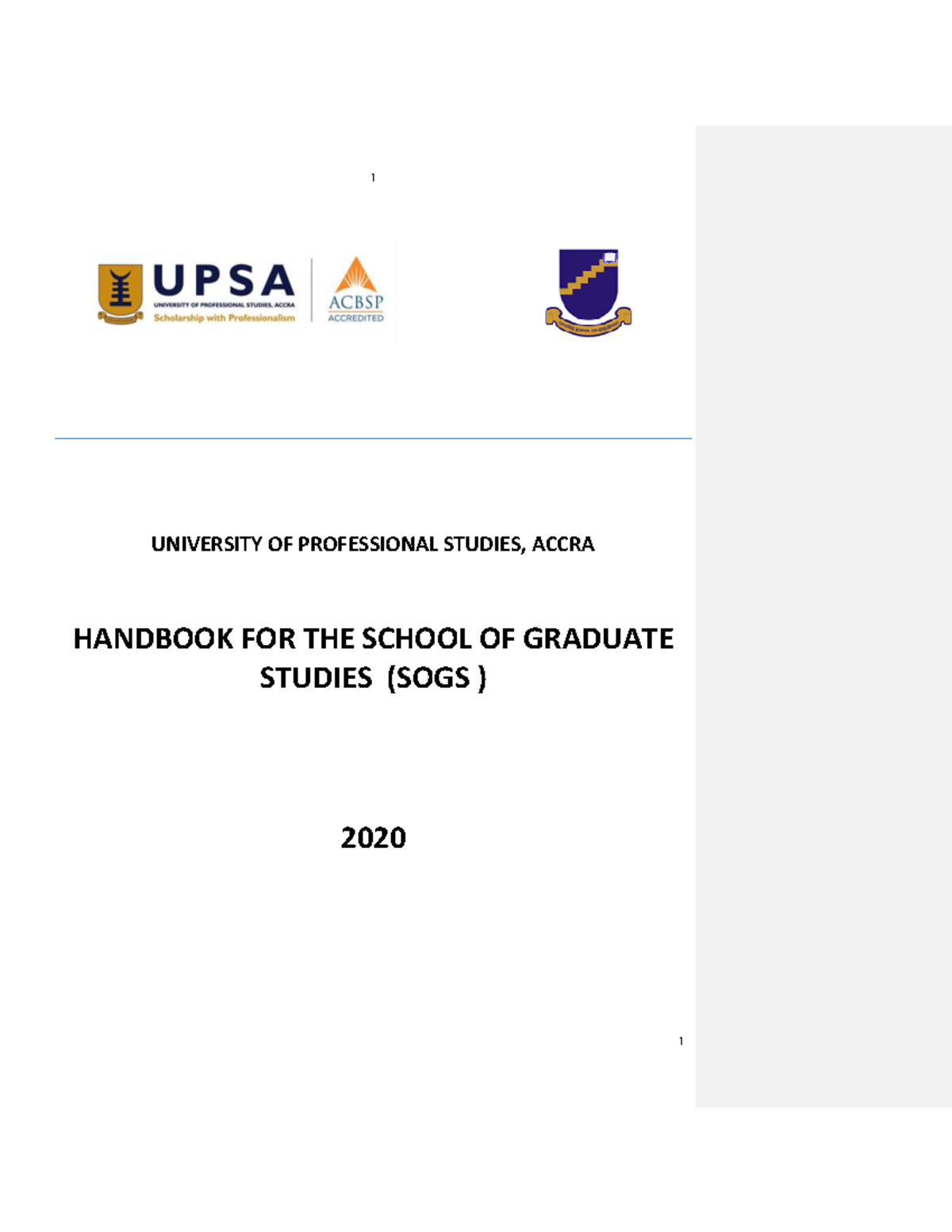 Sgs students handbook 2020 - UNIVERSITY OF PROFESSIONAL STUDIES, ACCRA ...