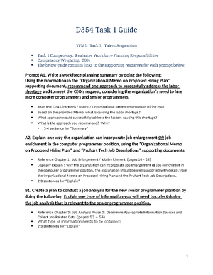 D354 Task 2 Template - D354: Talent Acquisition Task 2 Completion Guide ...