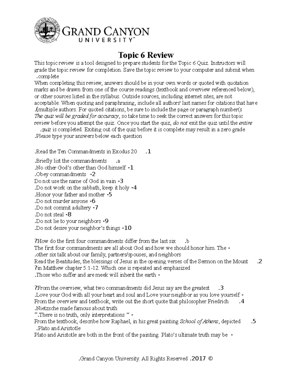 CWV 101 RS T6Review Online - Topic 6 Review This topic review is a tool ...