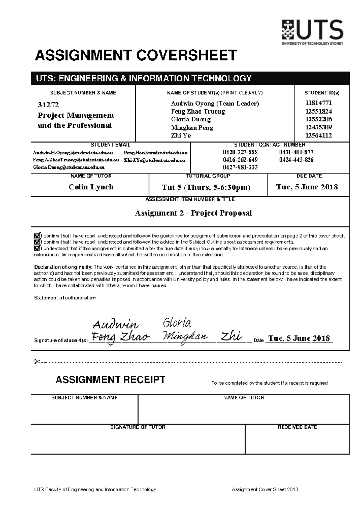 PMP-A2- Example - 31272 Project Management and the Professional - UTS ...