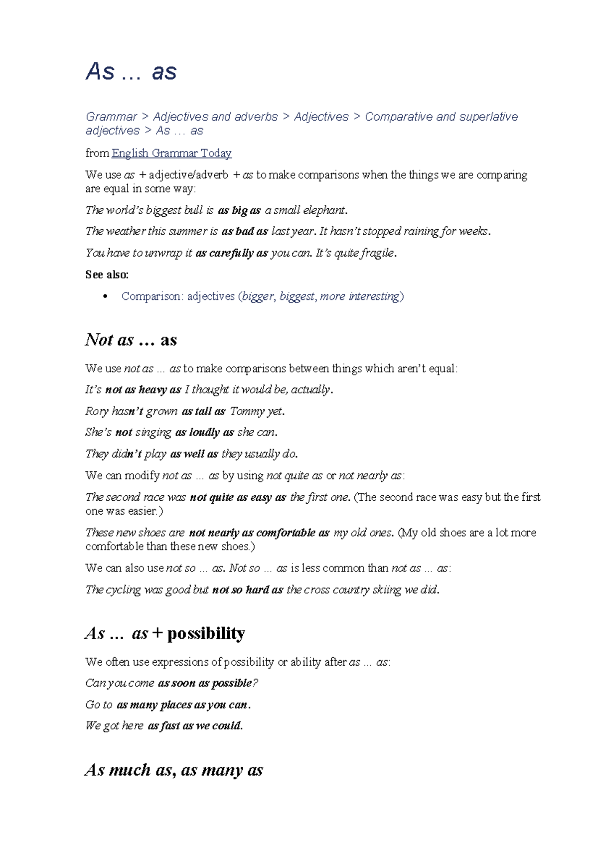 As ... as - asdasda - As ... as Grammar > Adjectives and adverbs ...