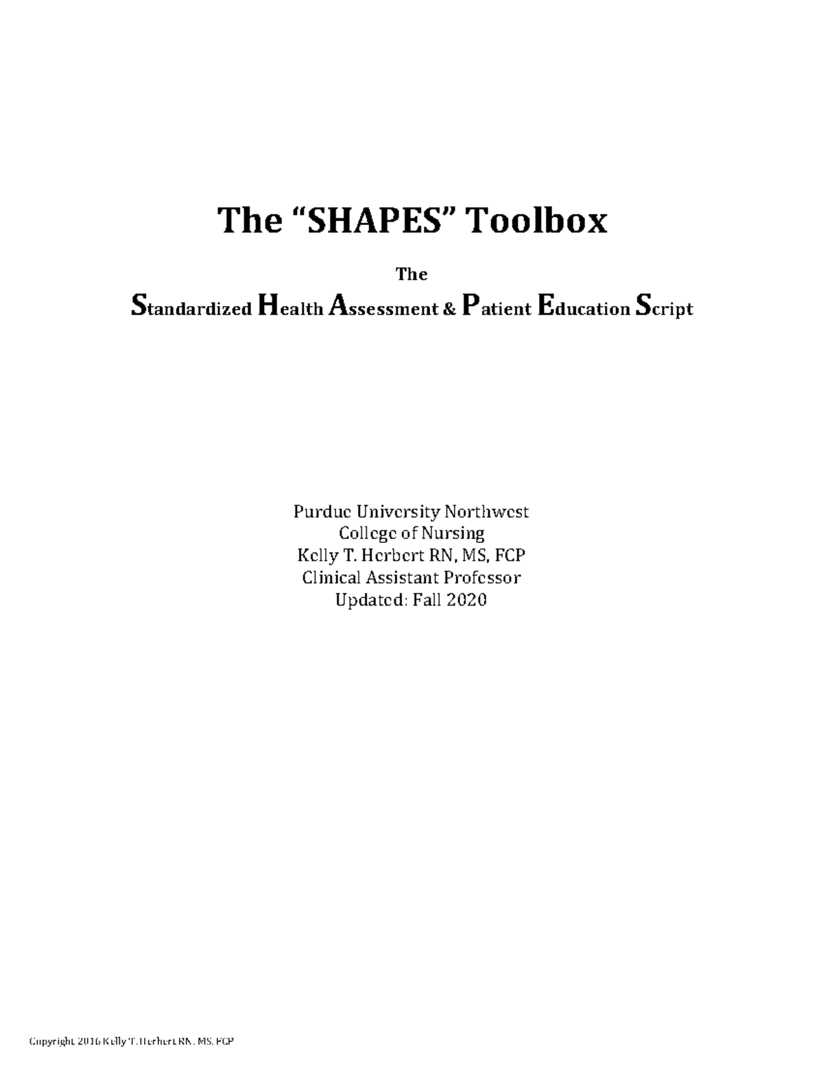 Shapes Toolbox - Materials to help with a patient assessment. - The ...