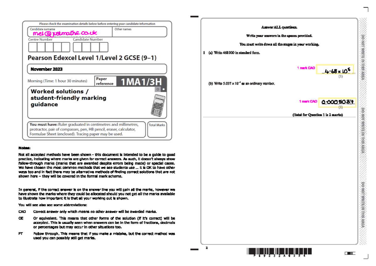 Edexcel H P3 Solutions & Marking Guidance - Print Friendly - Studocu