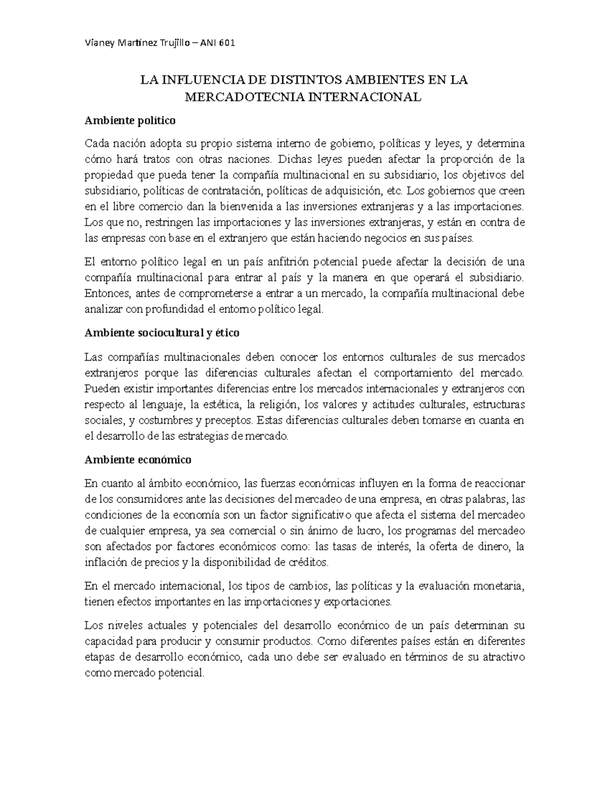 LA Influencia DE Distintos Ambientes EN LA Mercadotecnia Internacional ...