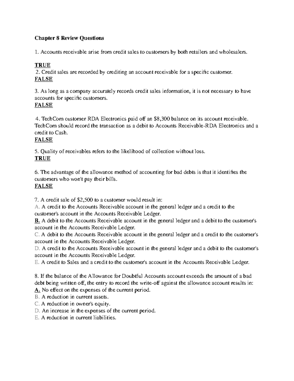 Chapter 8 Review Questions with answers - Chapter 8 Review Questions 1 ...