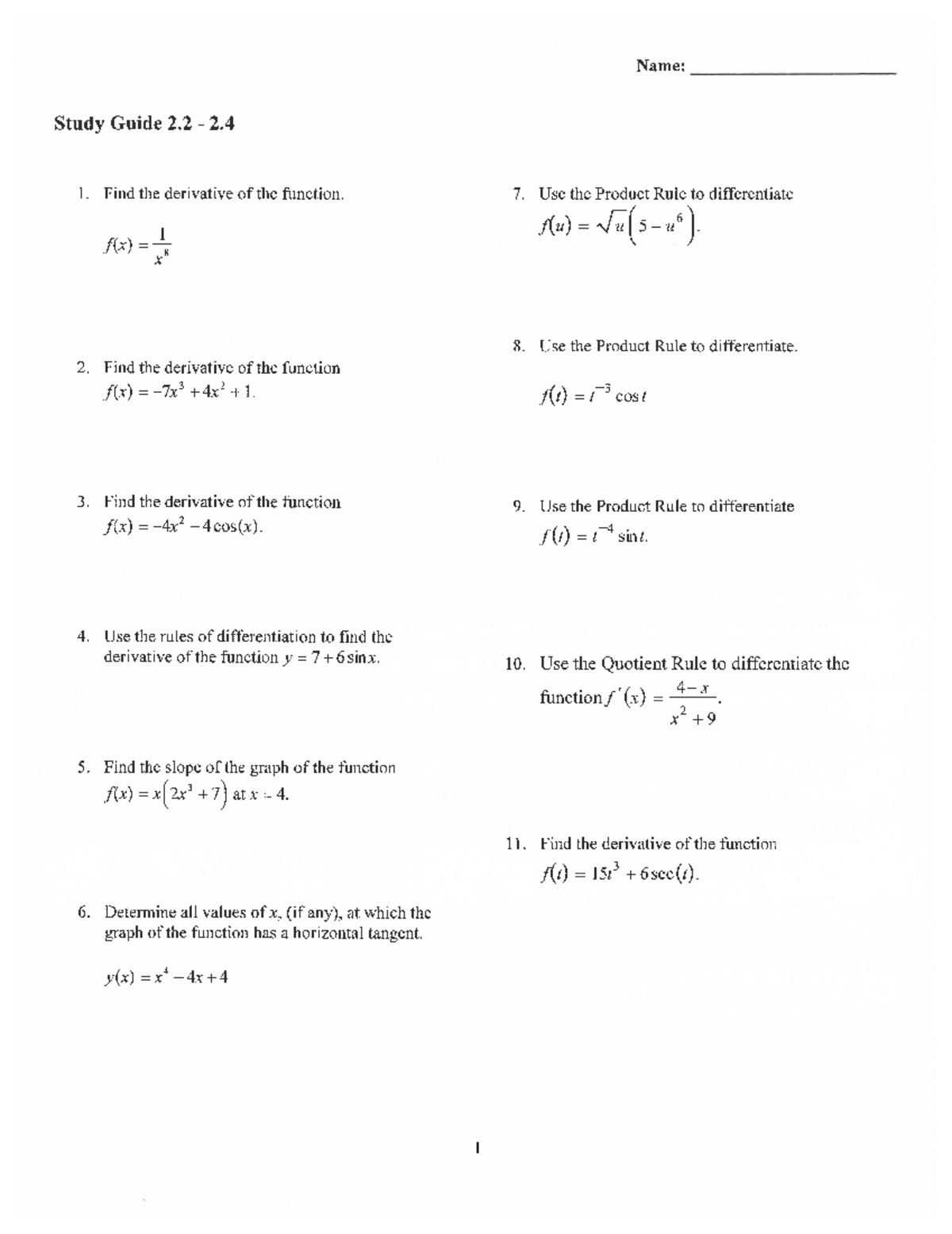 Calc Study Guide 2.2-2.4 2023 - Studocu