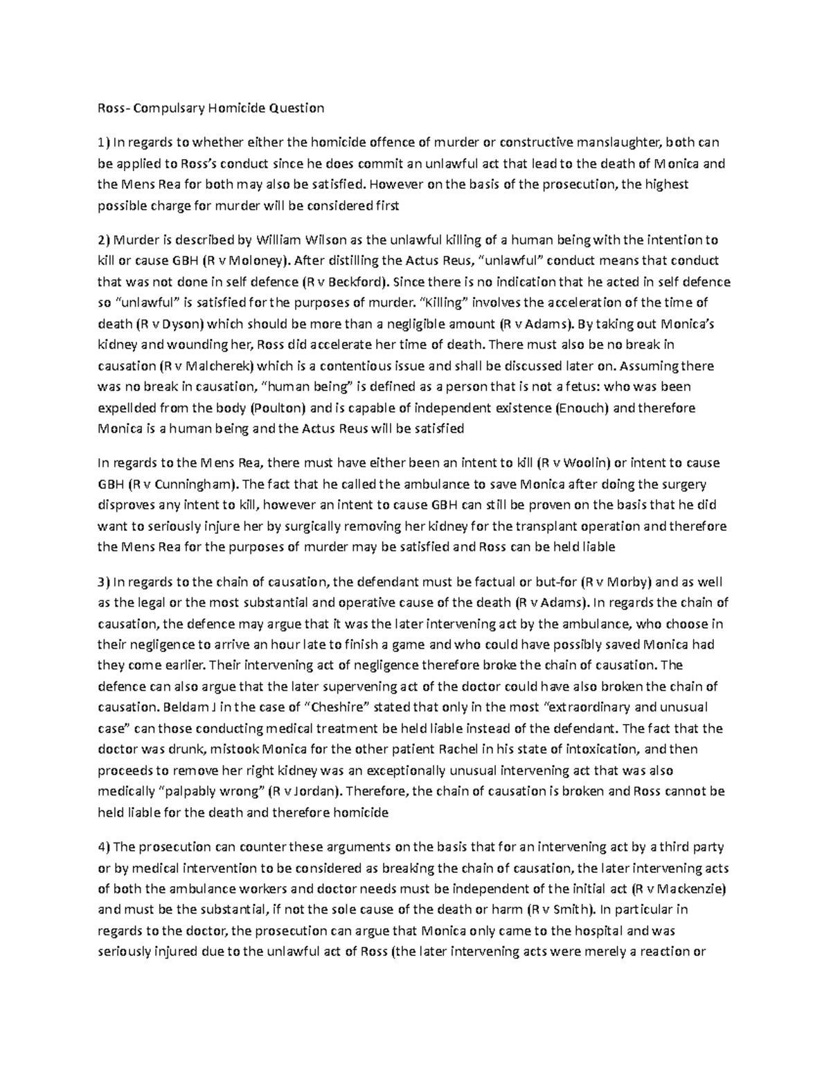 Ross Monica Question - Ross- Compulsary Homicide Question In regards to ...