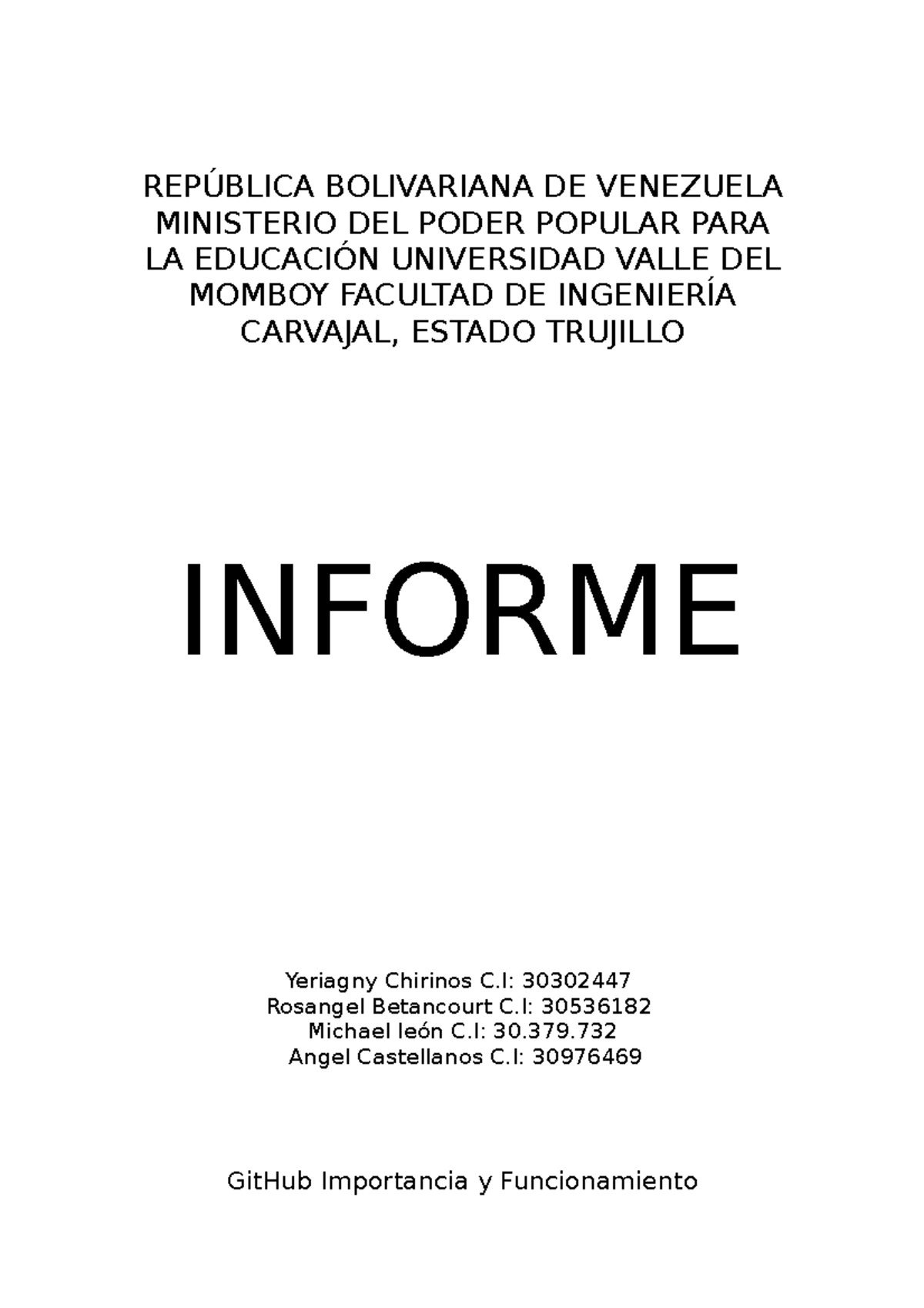 Informe sistemac - REPÚBLICA BOLIVARIANA DE VENEZUELA MINISTERIO DEL ...