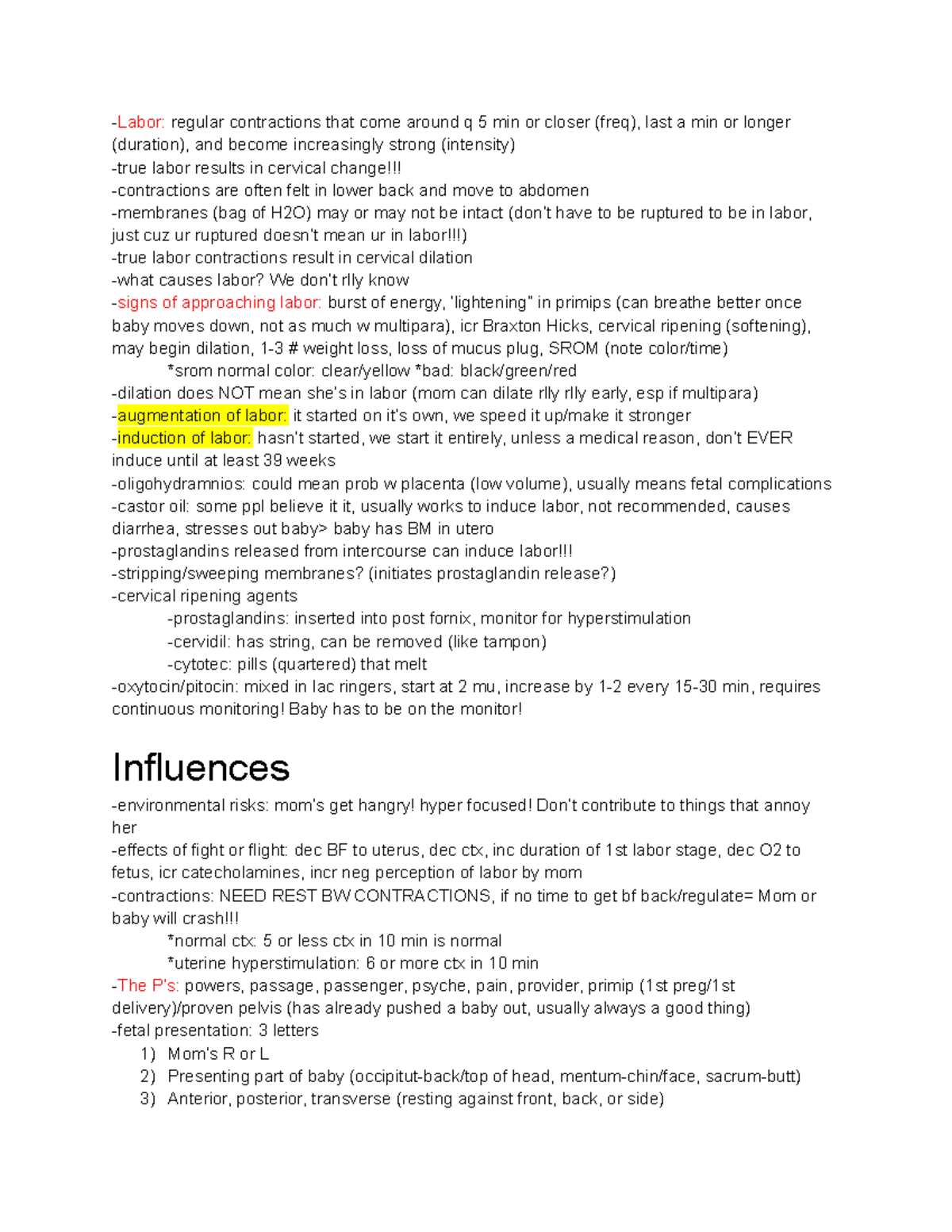 Normal Intrapartum - lecture notes - Labor: regular contractions that ...