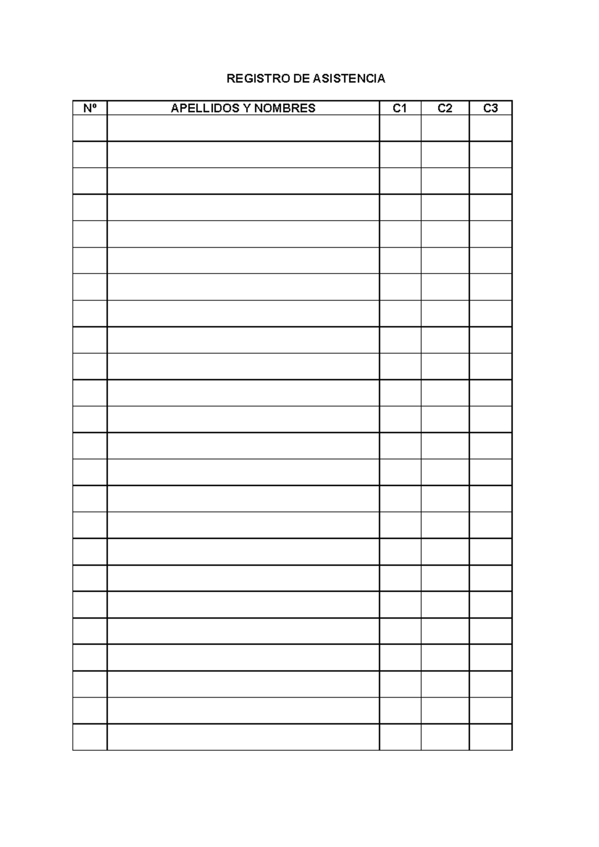 Registro DE Asistencia - Comercio Internacional - REGISTRO DE ASISTENCIA Nº APELLIDOS Y NOMBRES ...