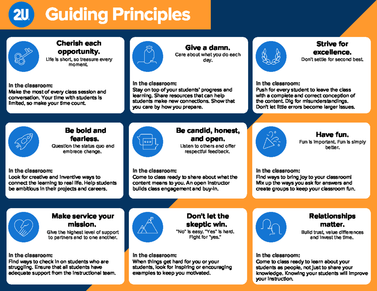 2U Guiding Principles - Guiding Principles Cherish each opportunity ...