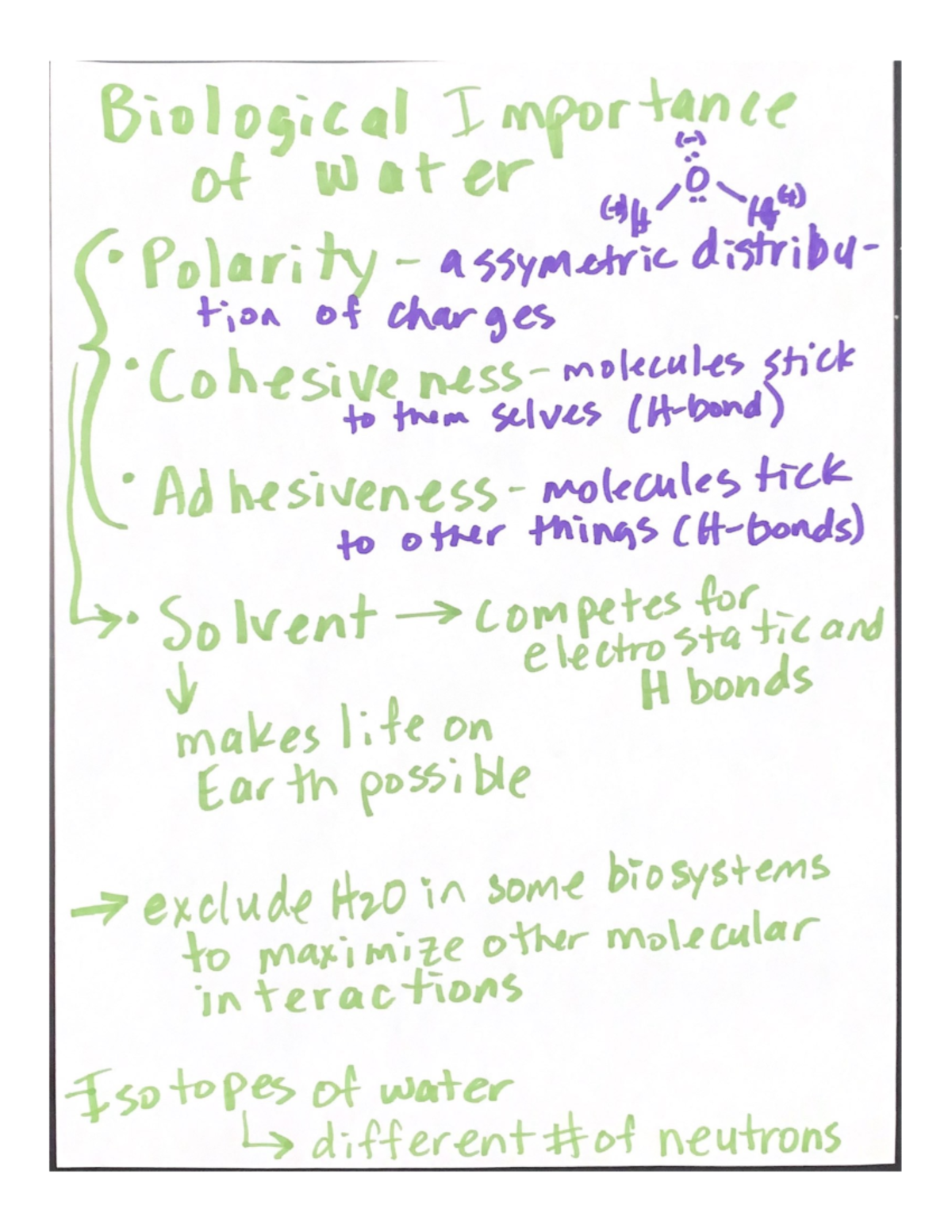 Notes Importance of Water - Biological I mpor tance of water cify ...