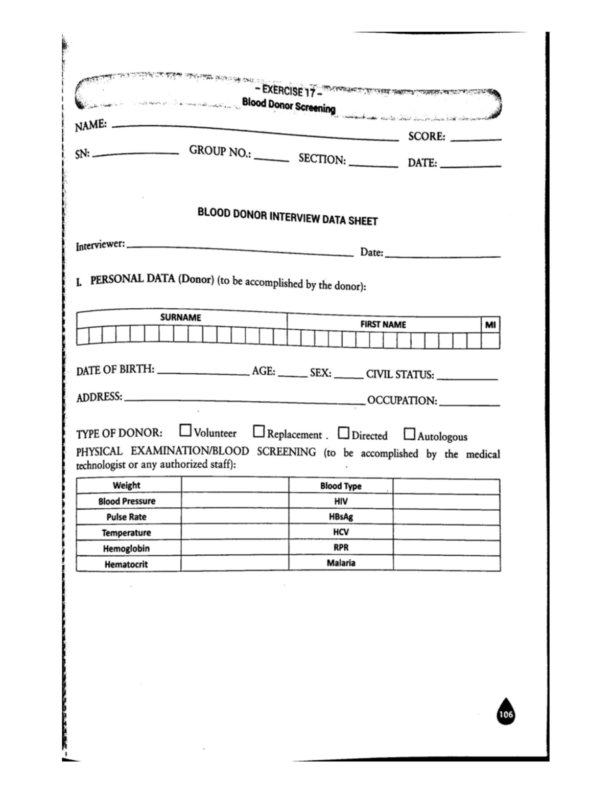Blood-Donor-Screening - Doctor of Medicine - Studocu