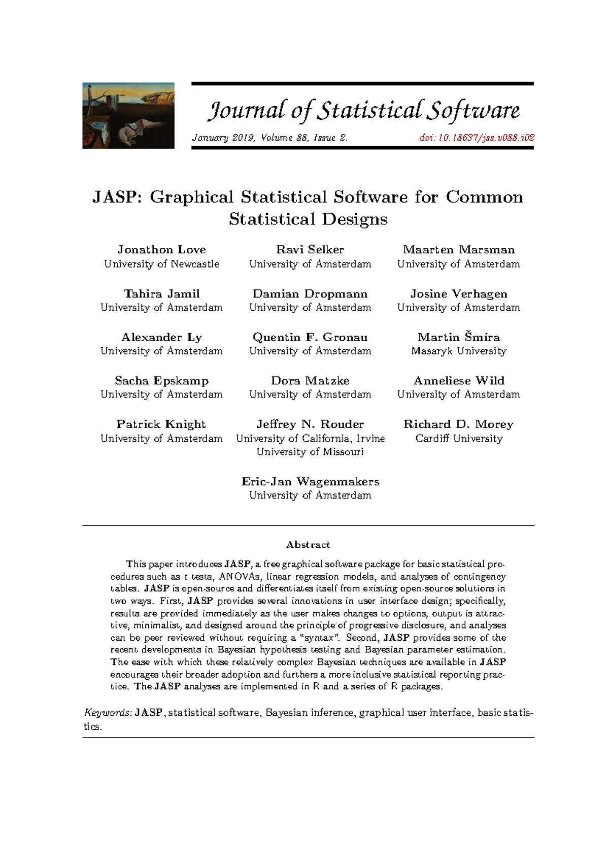 JASP Graphical Statistical Software for Common Sta - JSS Journal of ...