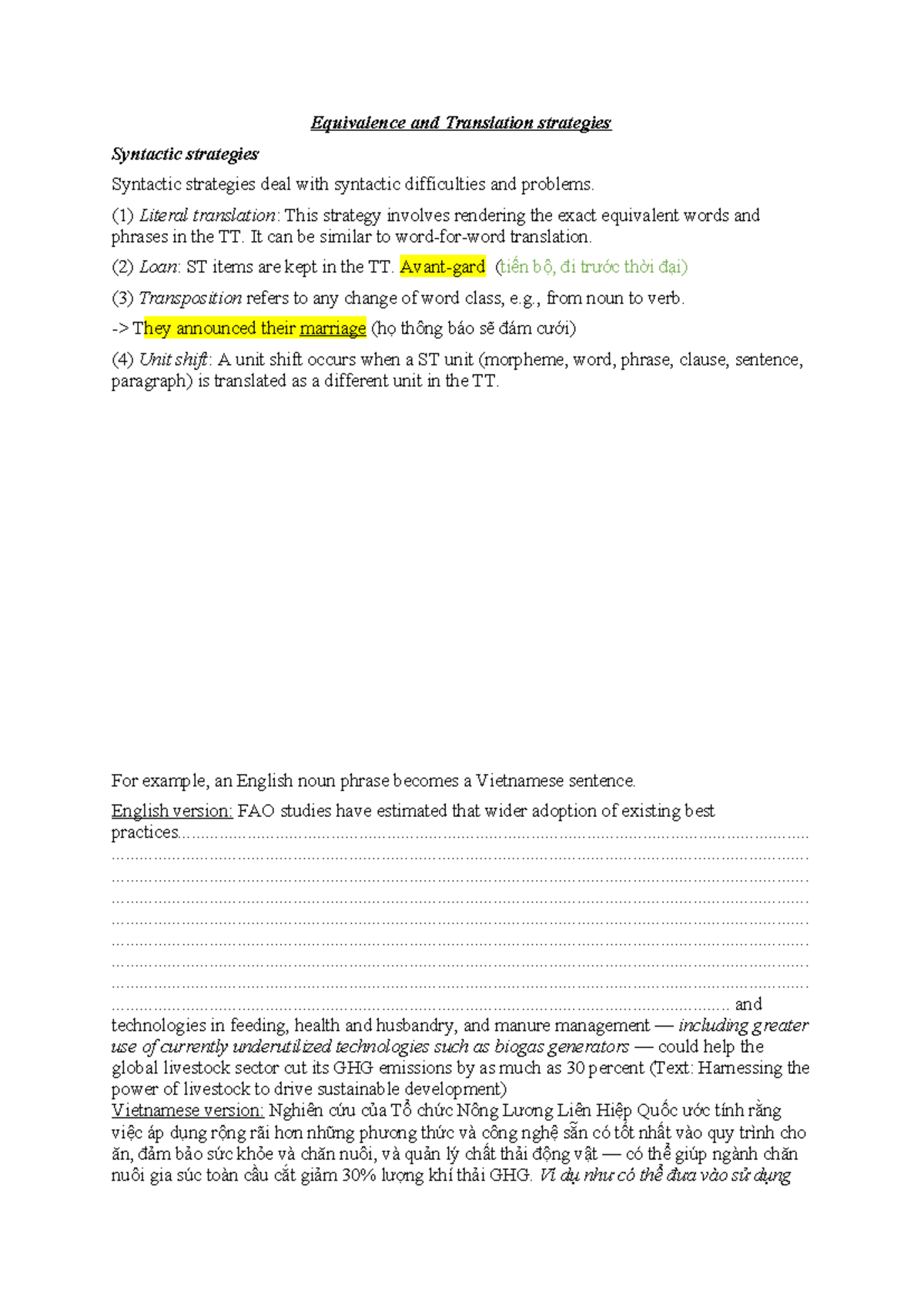 Equivalence and Translation strategies - Equivalence and Translation ...