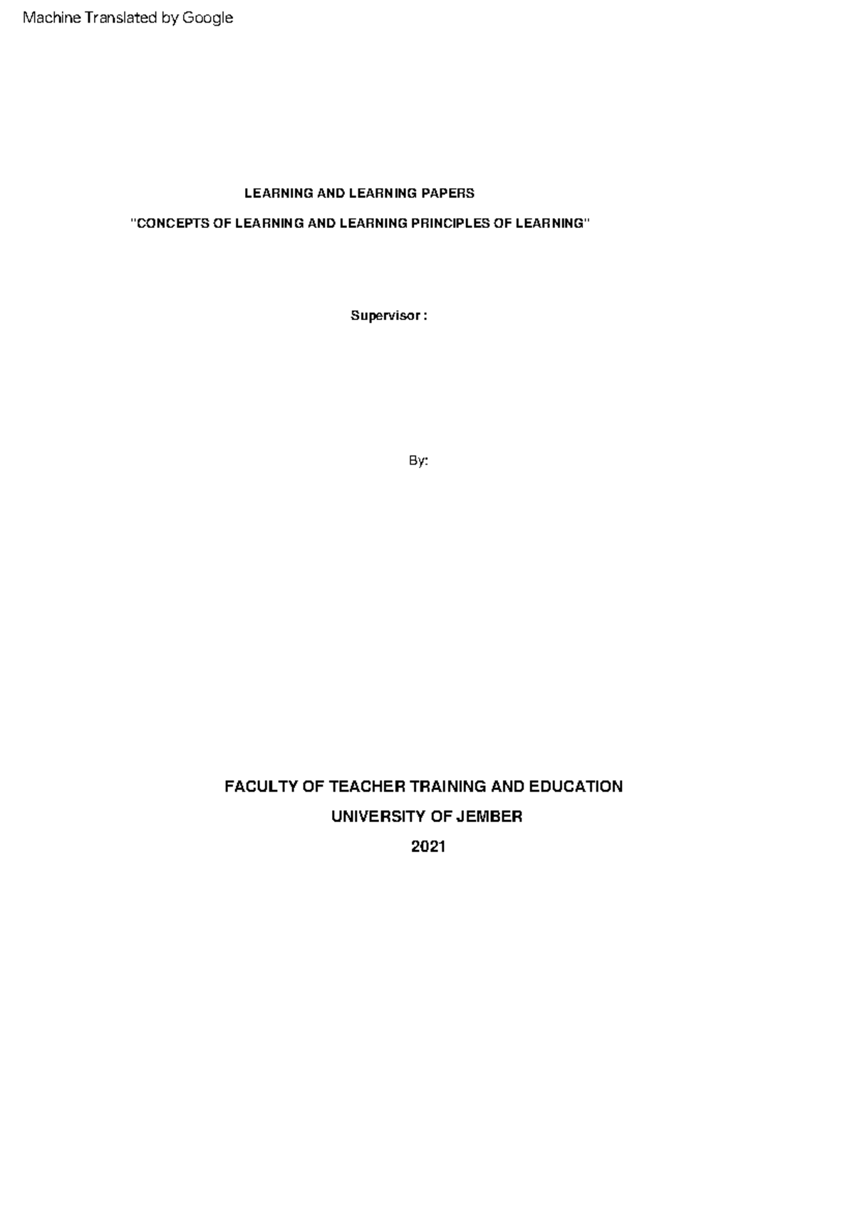Study theory paper - makalah teori belajar - LEARNING AND LEARNING ...