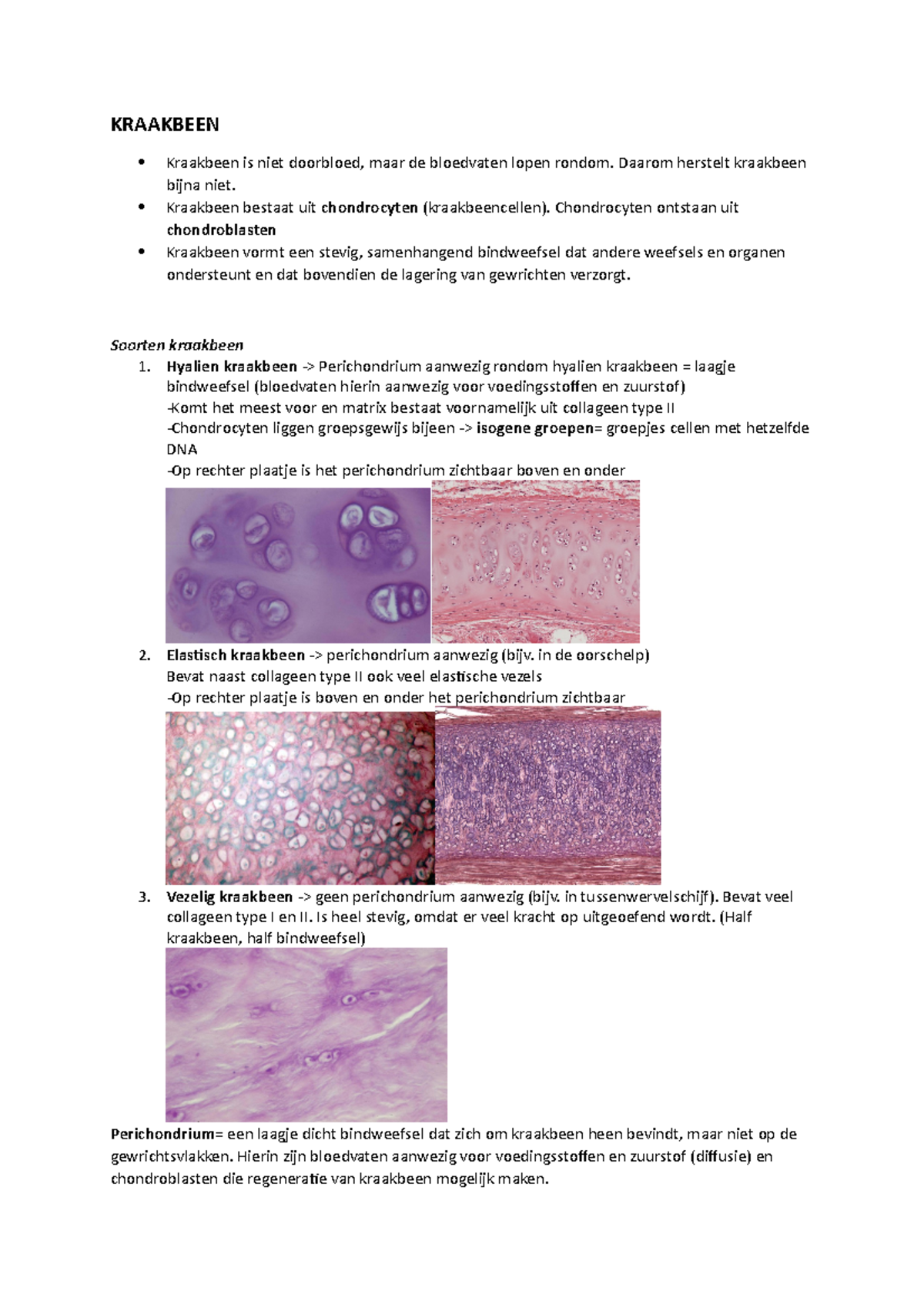 Samenvatting Kraakbeen - KRAAKBEEN Kraakbeen is niet doorbloed, maar de ...