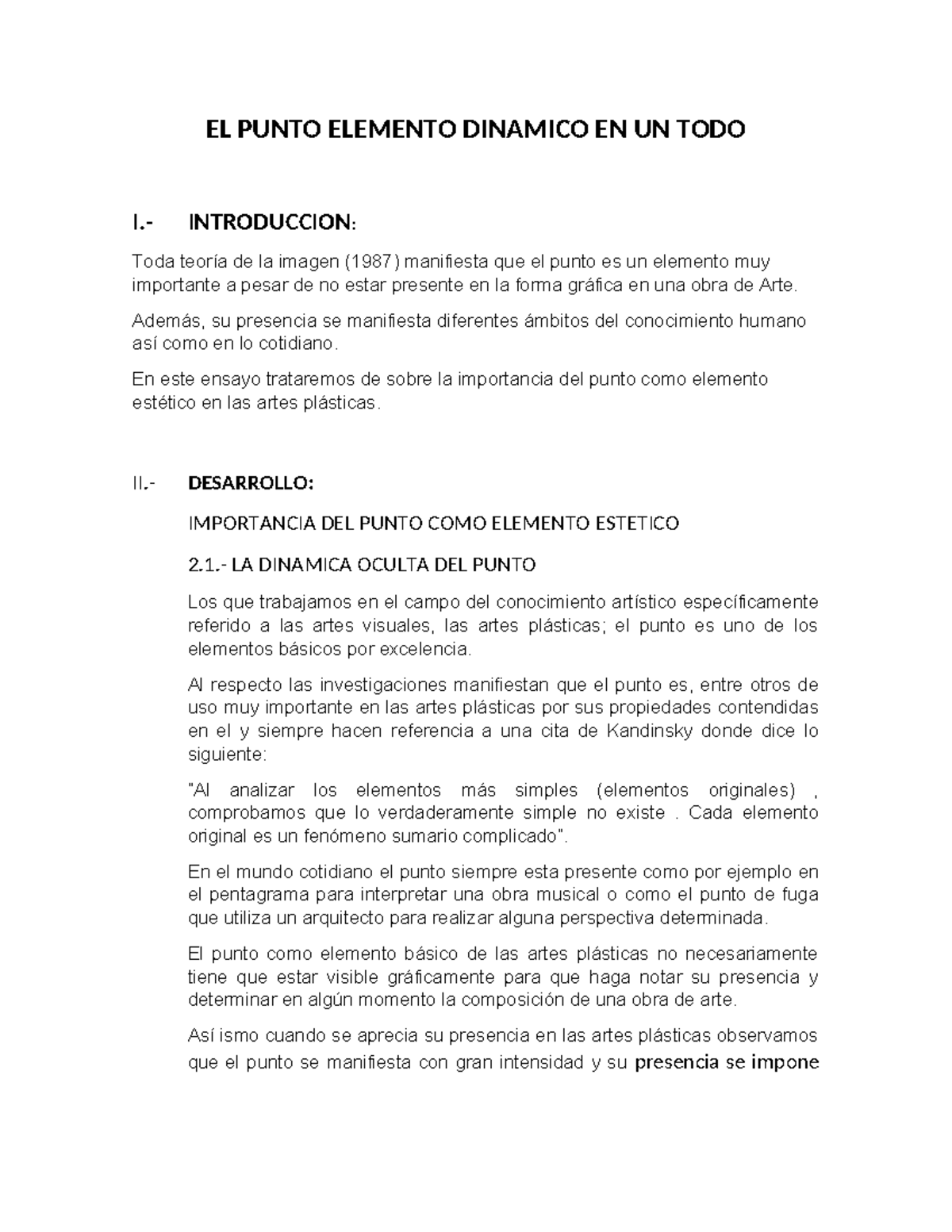 EL Punto Elemento Dinamico EN UN TODO - EL PUNTO ELEMENTO DINAMICO EN ...