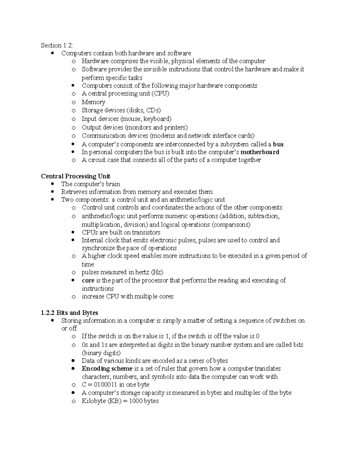 Java 1 - Java notes chapter 1 - Section 1: Computers contain both ...