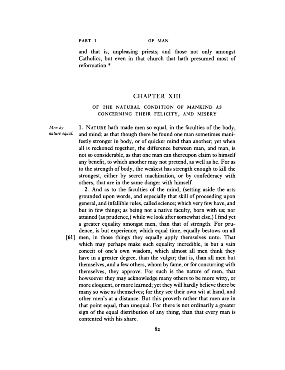 Hobbes, Leviathan (Ch XIII-Of the Natural Condition of Mankind, as ...