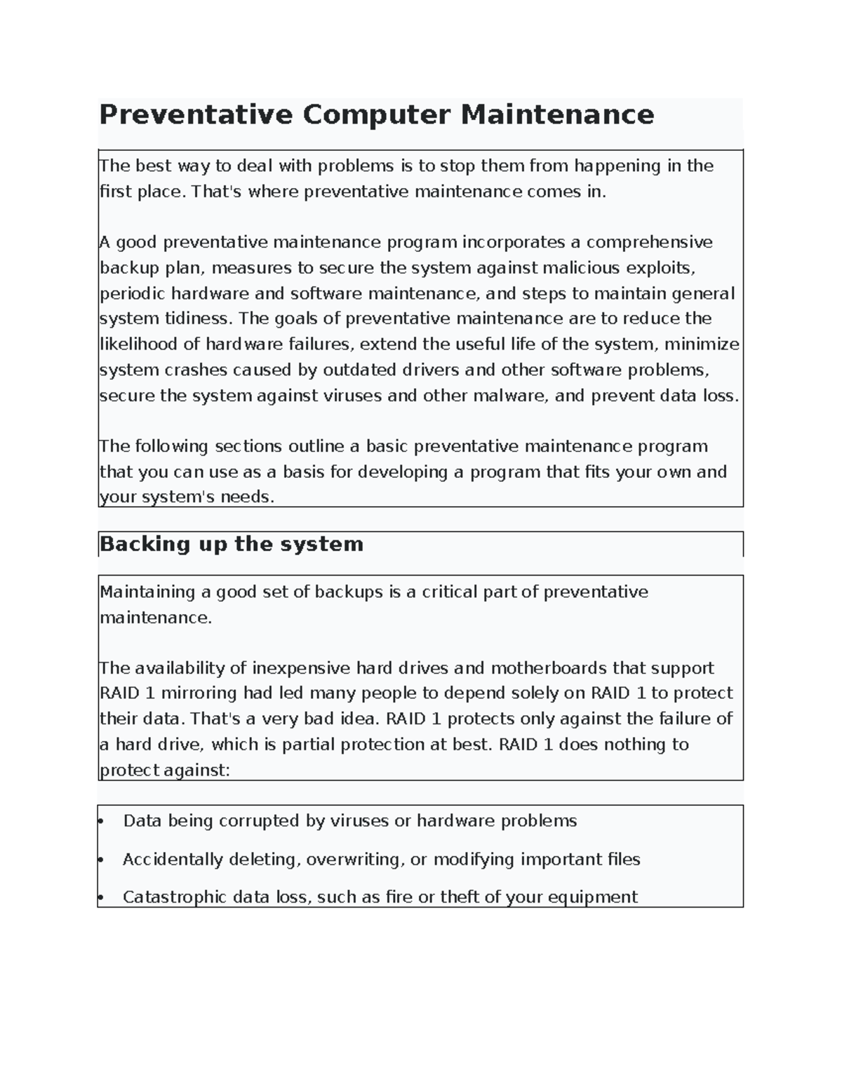Computer Preventative Matainainace - Preventative Computer Maintenance ...