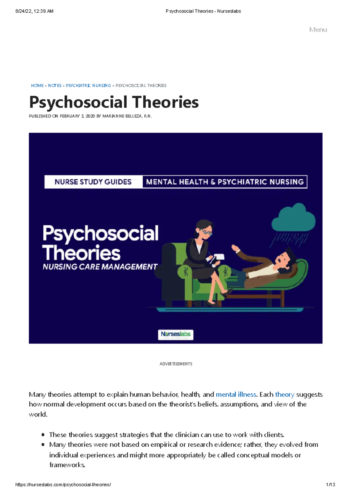 Psychosocial Theories - Nurseslabs - HOME » NOTES » PSYCHIATRIC NURSING ...