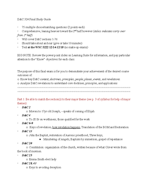 D&C 324 Semester Notes - Warning: TT: undefined function: 32 Section 35 ...